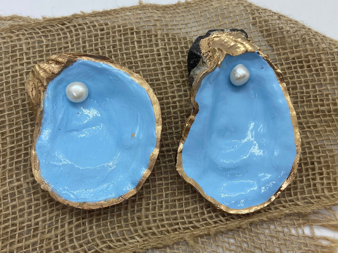 Hand Painted Seashell Trinket Dish With Fresh Water Pearls - Etsy