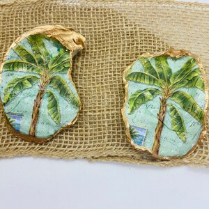 Palm Tree Oyster Shells Trinket Dish or Coastal Decor - Etsy