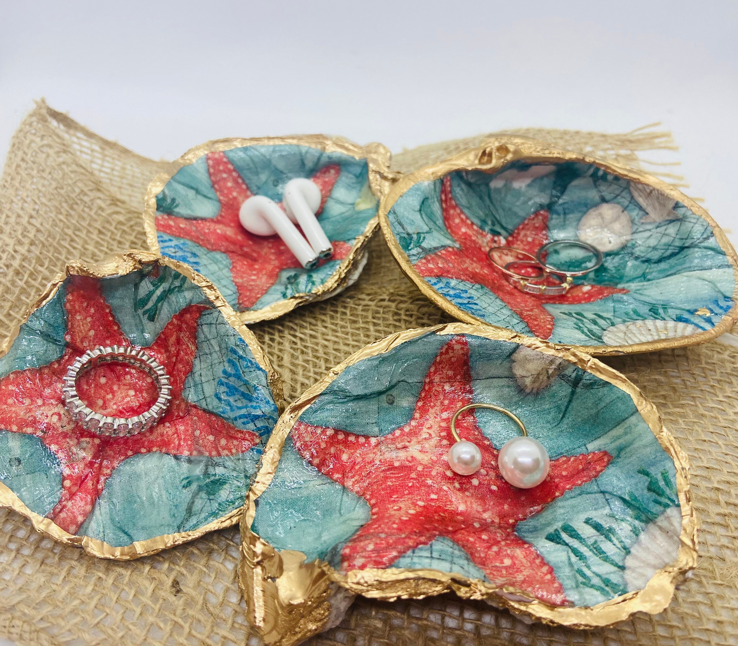 Starfish Shell Trinket Dish or Coastal Decor - Etsy