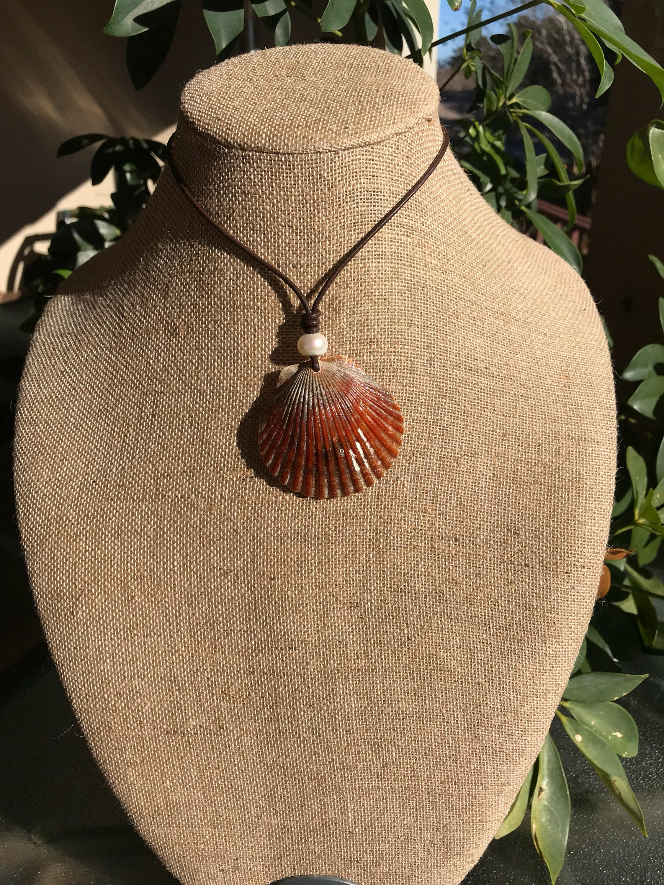 Scallop Seashell Adjustable Ocean Beach Necklace, Sea Necklace ...
