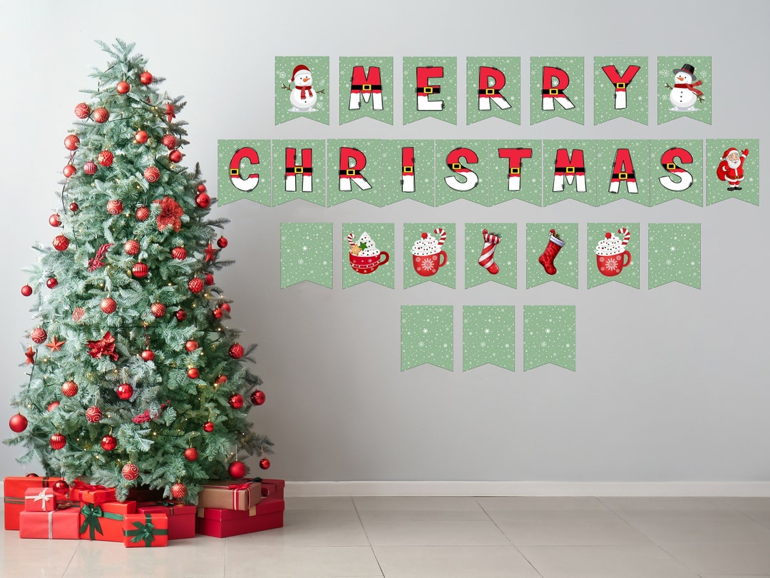 Printable Christmas Banner, Merry Christmas Party Decorations for the ...