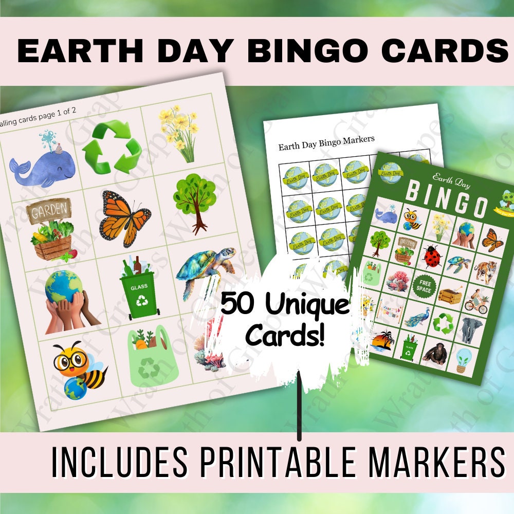Printable Earth Day Bingo Game Easy No Read Classroom Party Activity ...