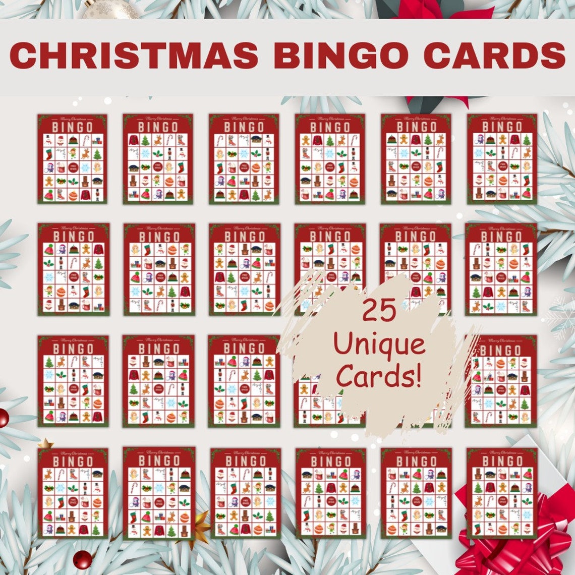 Printable Christmas Bingo Game, Easy Classroom Party Activity - Etsy
