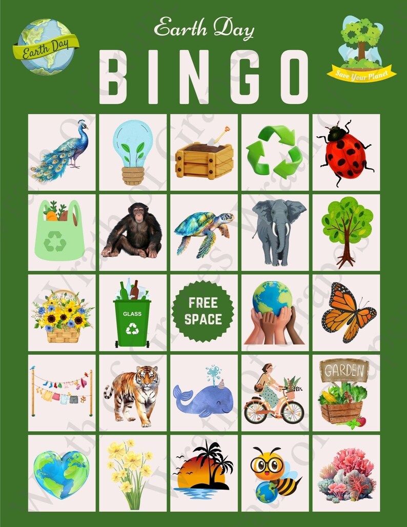 Printable Earth Day Bingo Game Easy No Read Classroom Party Activity ...