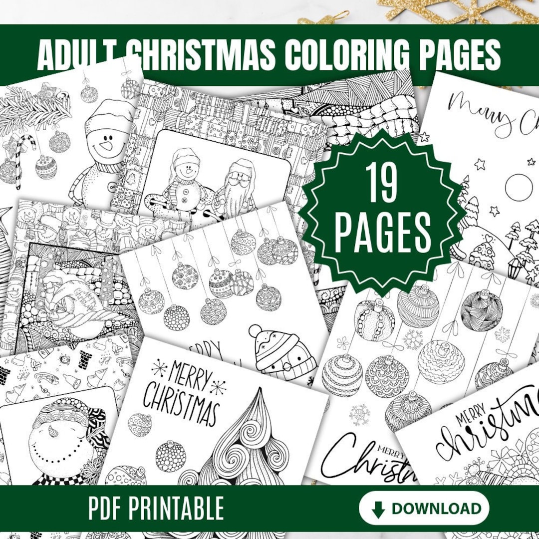 Printable Christmas Coloring Pages for Adults, 19 Pages - Etsy
