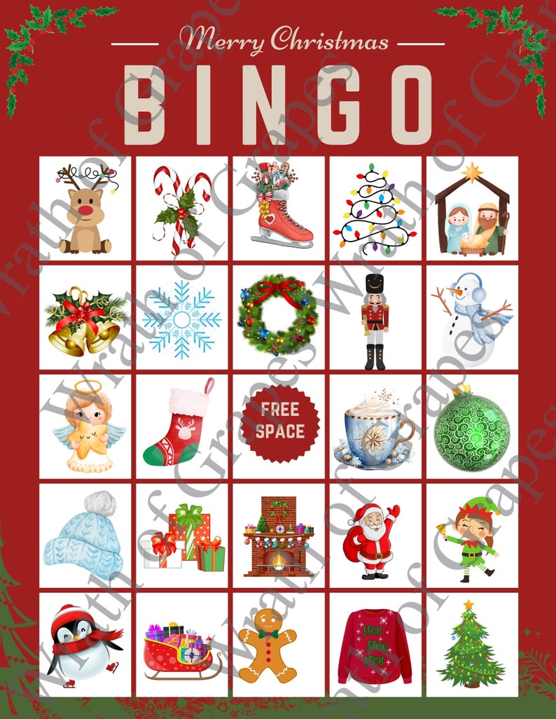 Printable Christmas Bingo Game, Easy Classroom Party Activity - Etsy