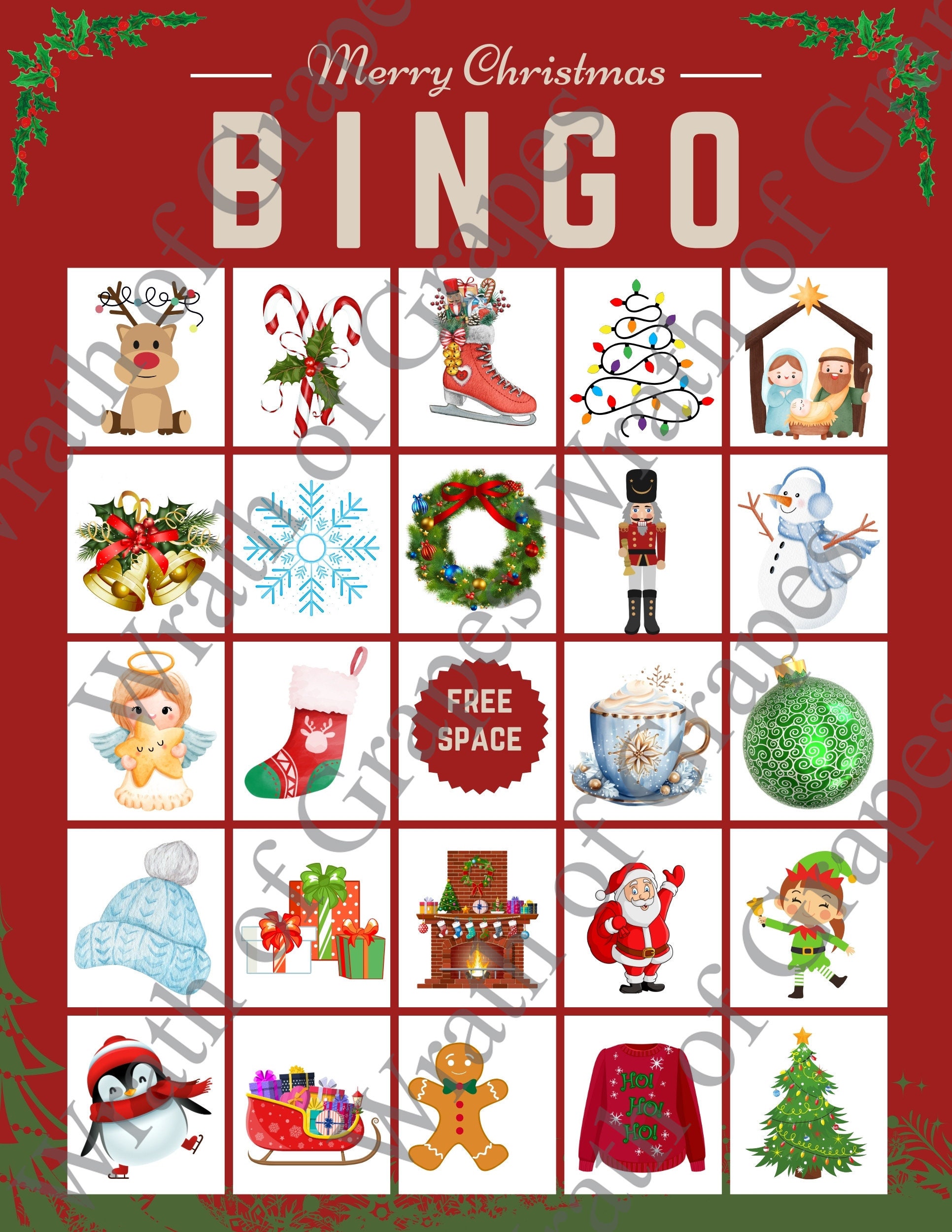 Printable Christmas Bingo Game, Easy Classroom Party Activity - Etsy