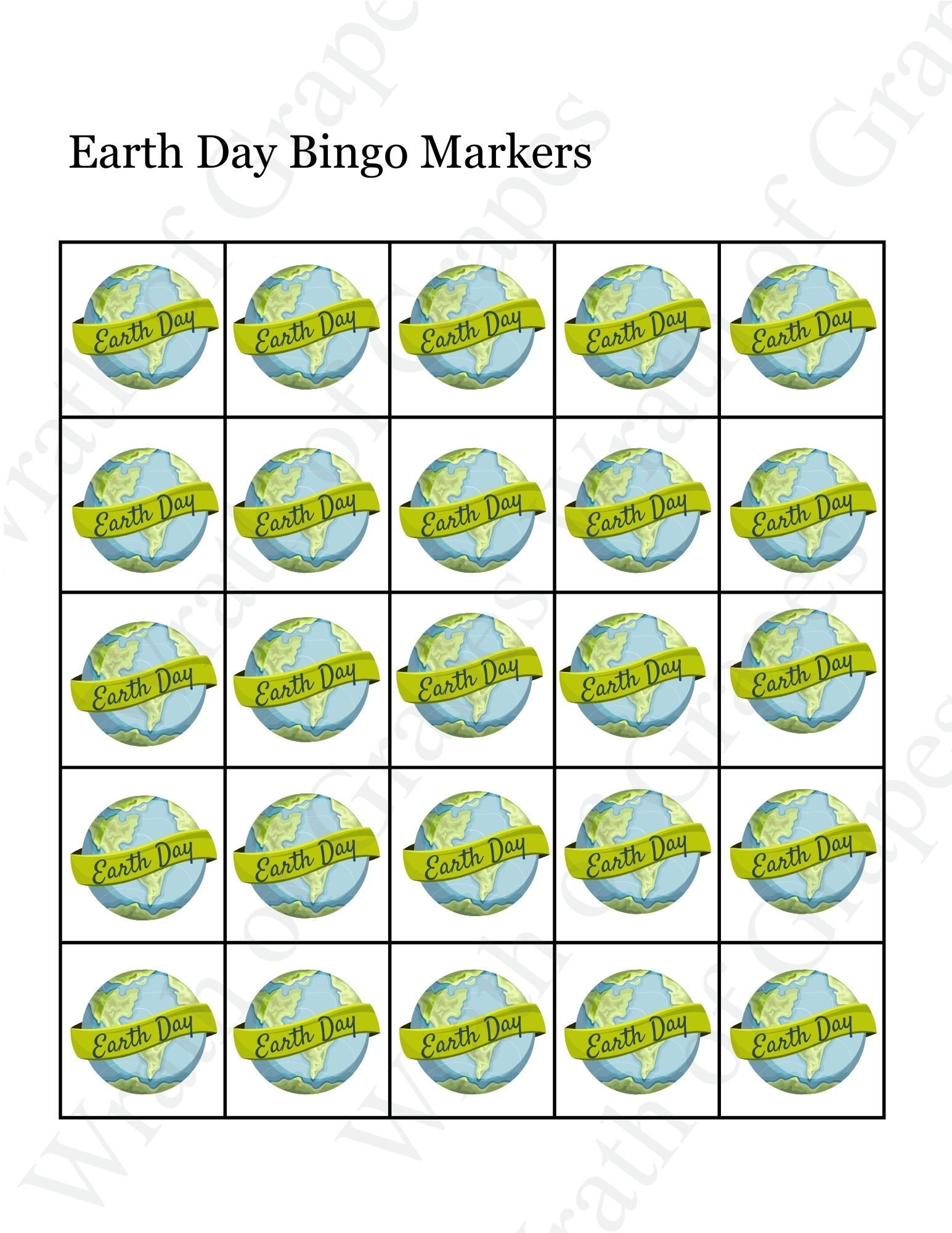 Printable Earth Day Bingo Game Easy No Read Classroom Party Activity ...