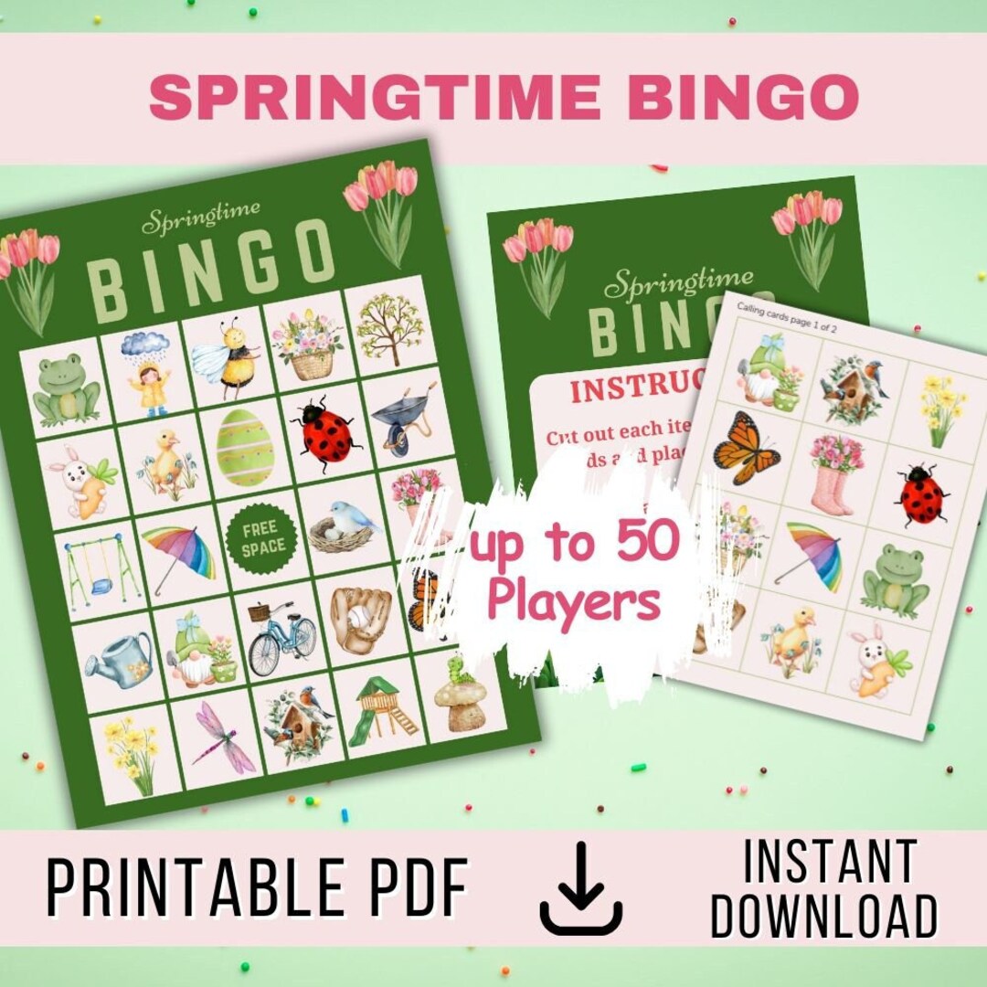 Printable Springtime Bingo Kids Game Easy No Read Classroom Party ...