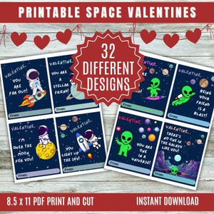 Printable Space Valentines Day Classroom Editable Valentine for Kids ...