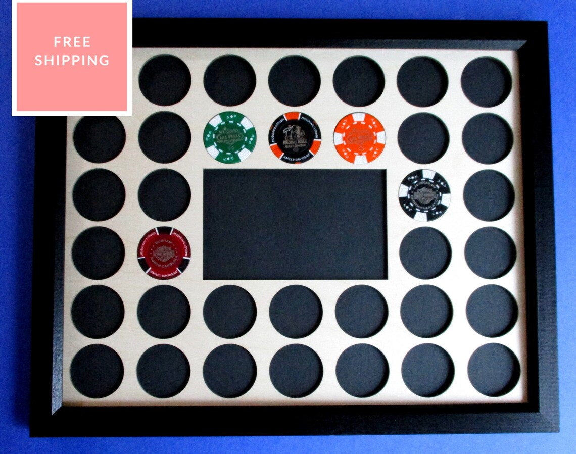 Poker Chip Frame and Insert Fits 36 Casino Chips & - Etsy