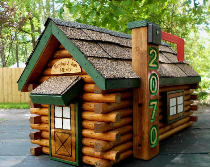 For Shelley ONLY Log Cabin Mailbox Handcrafted Log Mailbox Rustic Decor ...