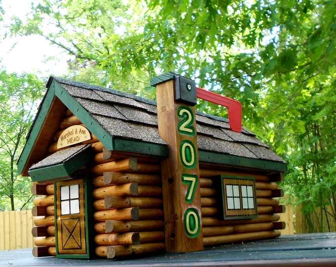 Log Cabin Mailbox, Handcrafted Log Mailbox, Rustic Decor, READY TO SHIP ...