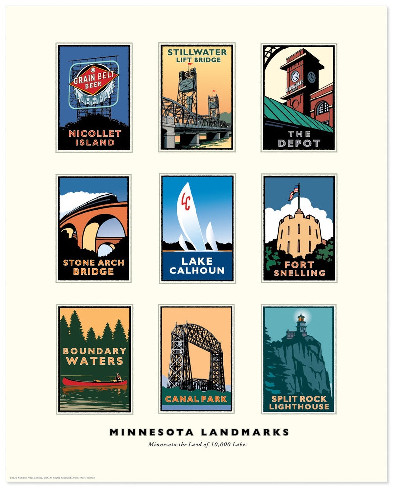 Landmark MN Minnesota Landmarks Collection - Etsy