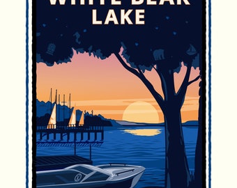 White Bear Lake Map Print, White Bear Lake Map Poster Wall Art, Mn City ...