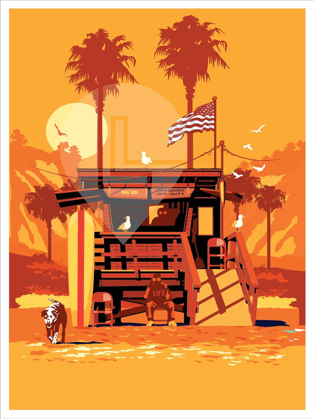 Colorful Lifeguard Tower Beach Art Print 18x24 - Etsy