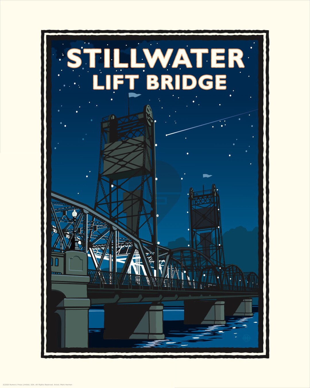 Landmark MN | Stillwater Lift Bridge Night Art Print - Etsy