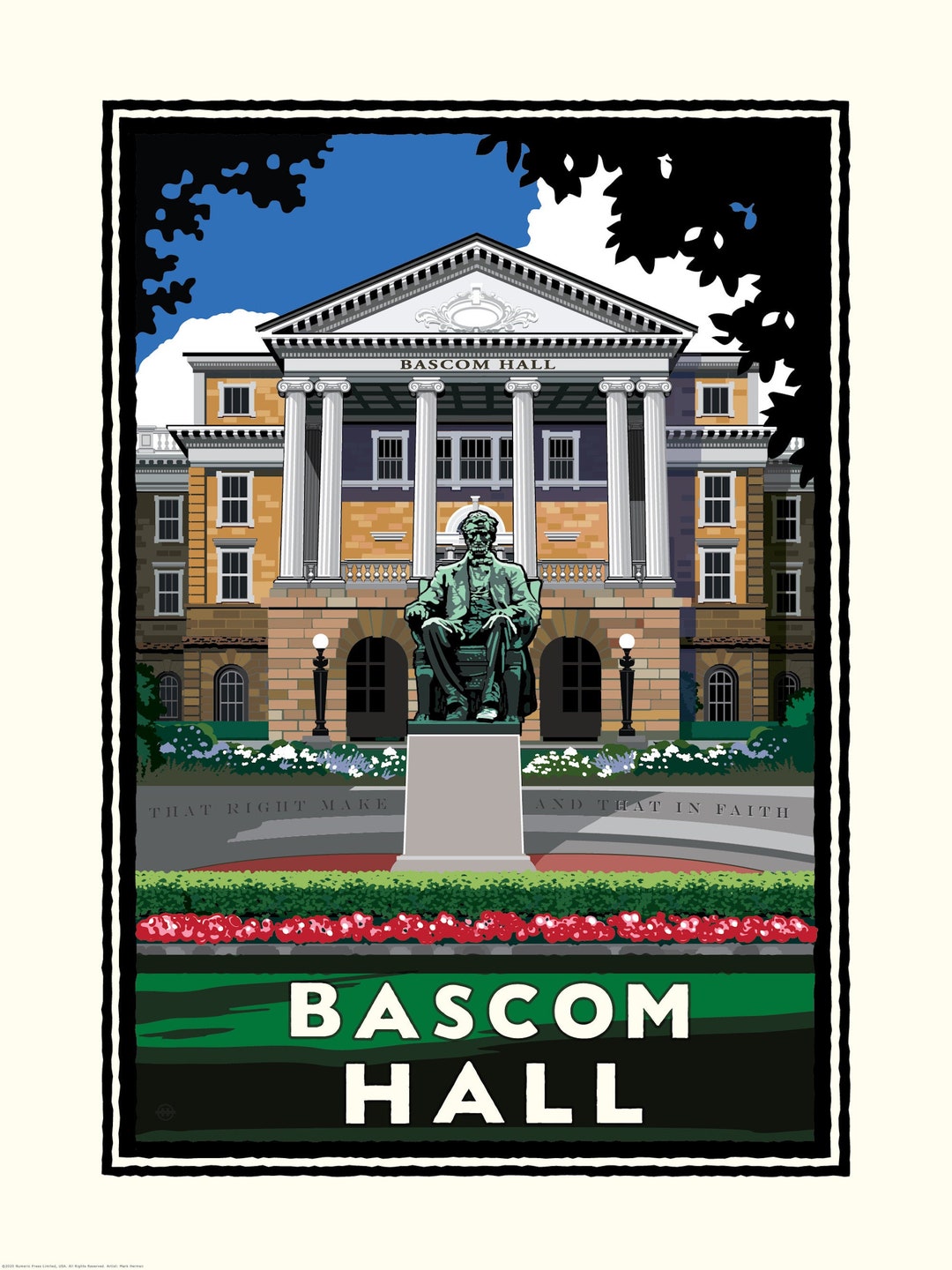 Landmark WI | University of Wisconsin Madison Badgers Bascom Hall Art ...