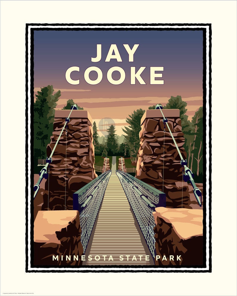 Landmark MN | Jay Cooke State Park Swing Bridge Art Print Poster - Etsy