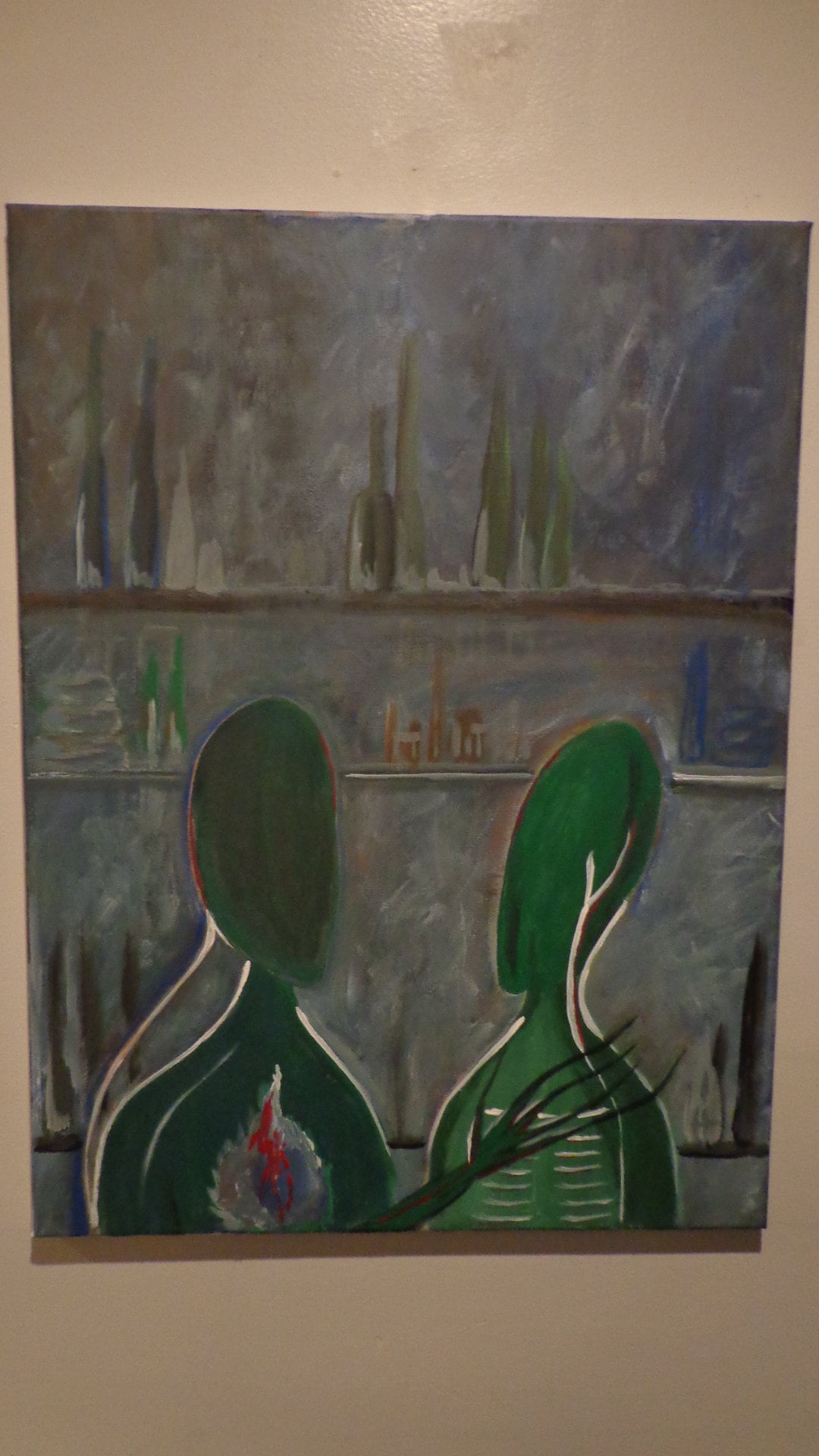 Alien Conversation Wall Art Abstract Acrylic Painting Multi Color Green ...