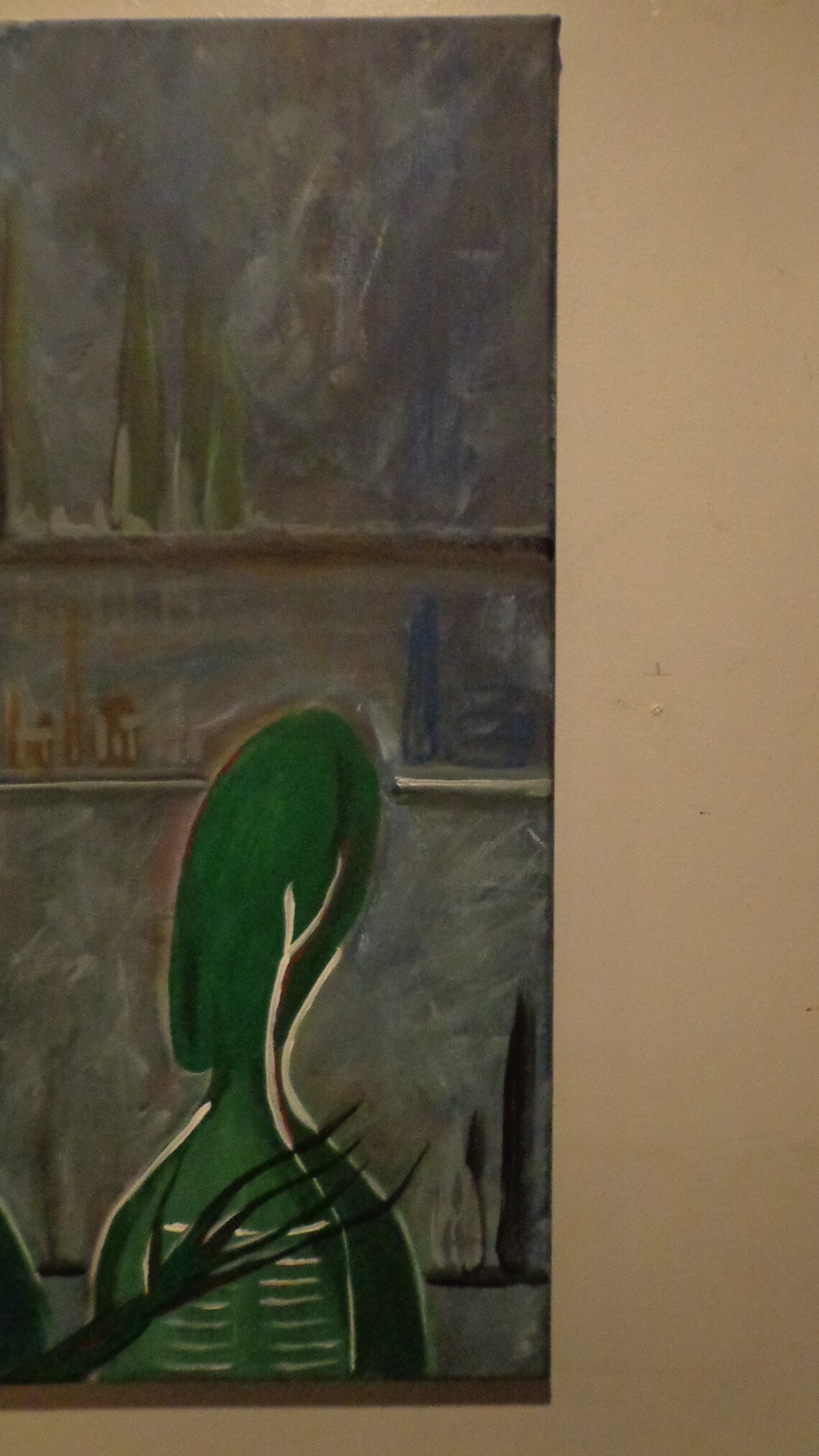 Alien Conversation Wall Art Abstract Acrylic Painting Multi Color Green ...