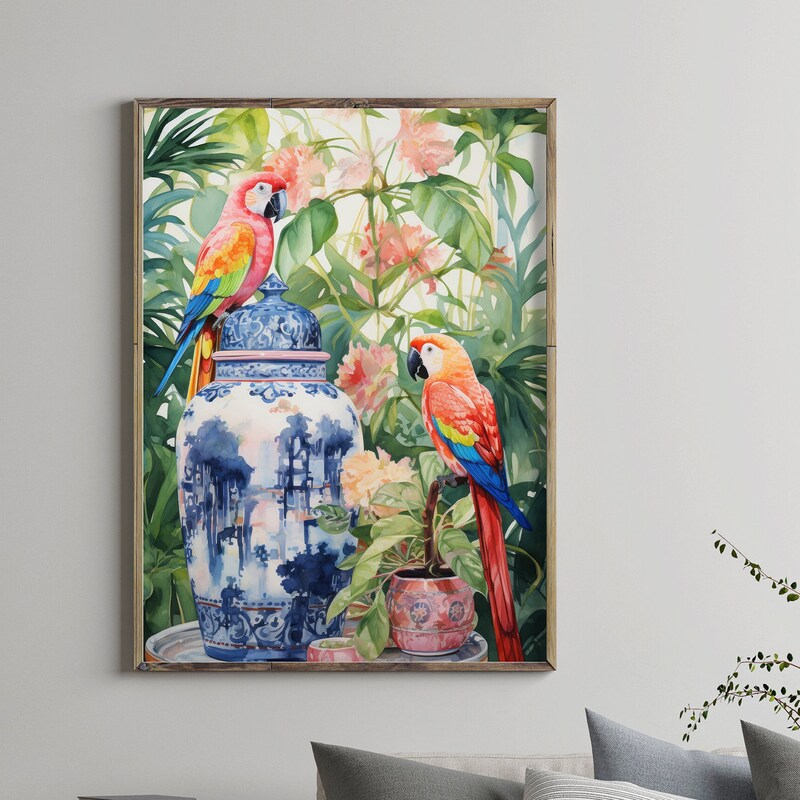 Blue Parrot Art - Etsy