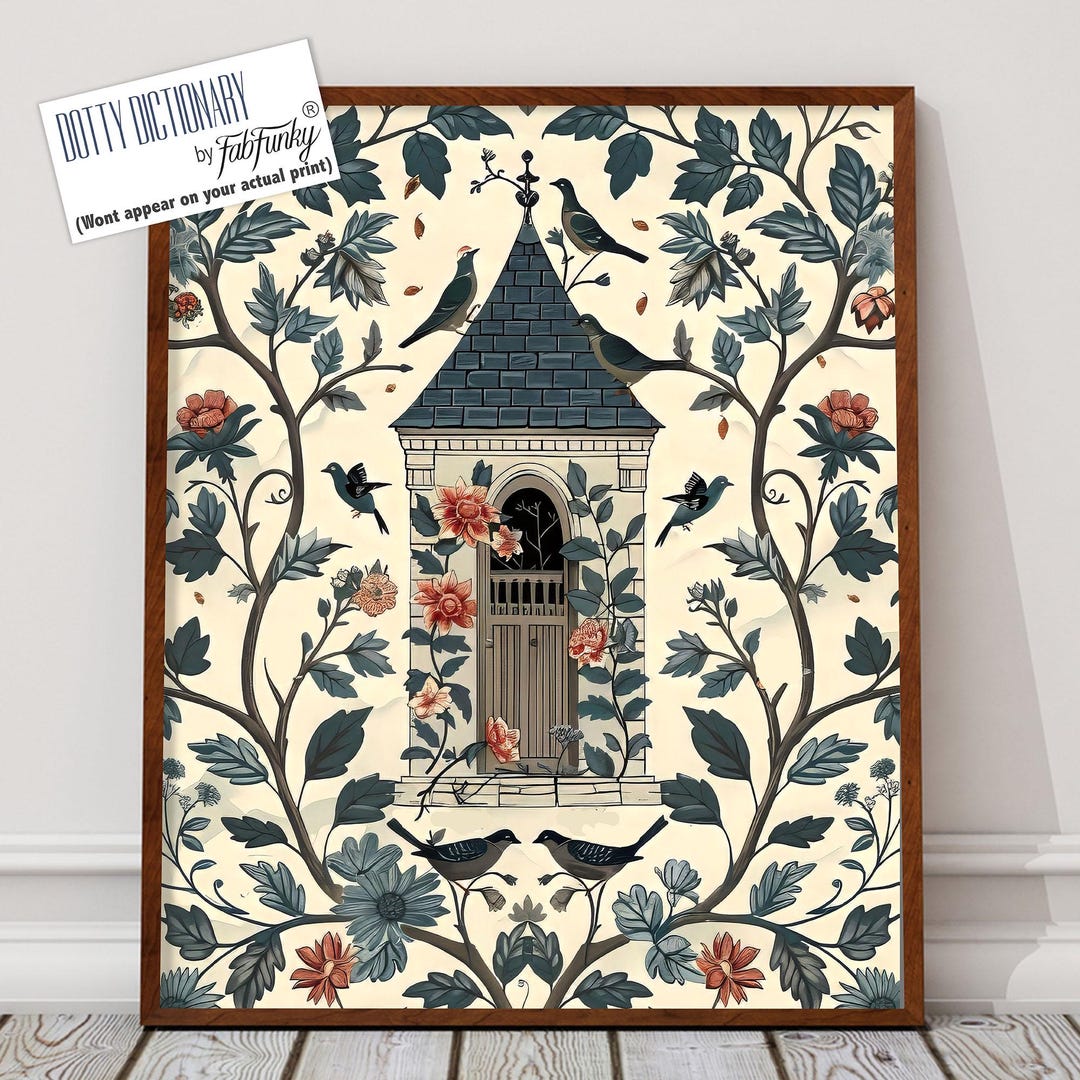 Dovecot Illustration, William Morris Style Bird Print, Art Nouveau ...