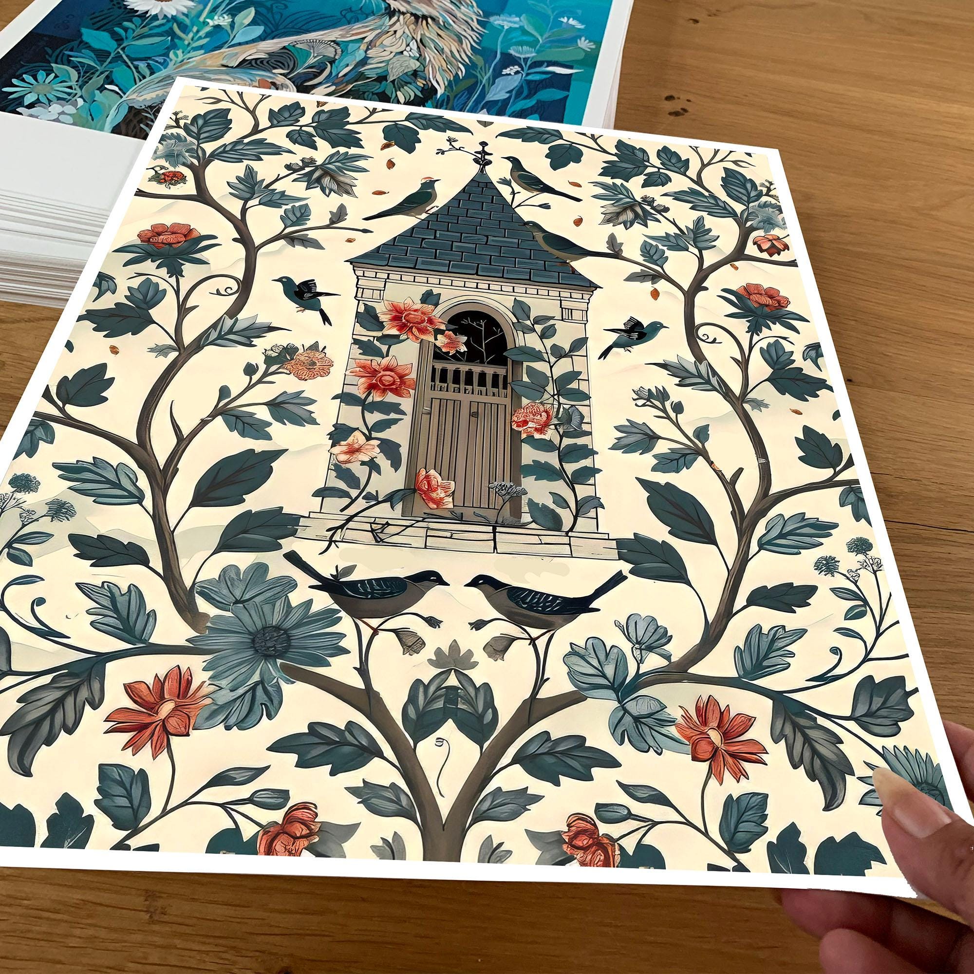 Dovecot Illustration, William Morris Style Bird Print, Art Nouveau ...