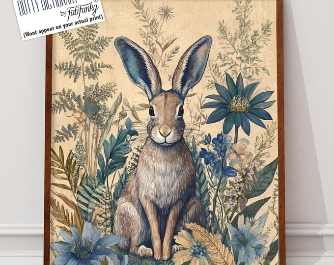 Hare Wall Art, Hare Print, William Morris Style Floral Poster, Vintage ...