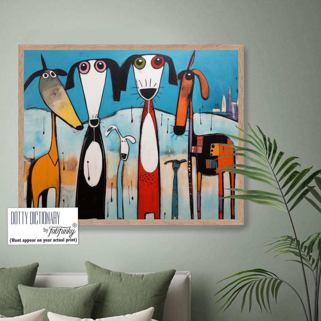 Beach Dogs Wall Art, Funky Dog Art Modern Coastal Decor, Dog Lover Gift ...