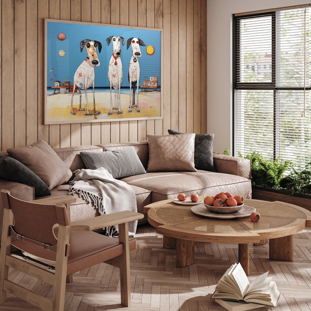 Beach Dogs Wall Art, Funky Dog Art Modern Coastal Decor, Dog Lover Gift ...