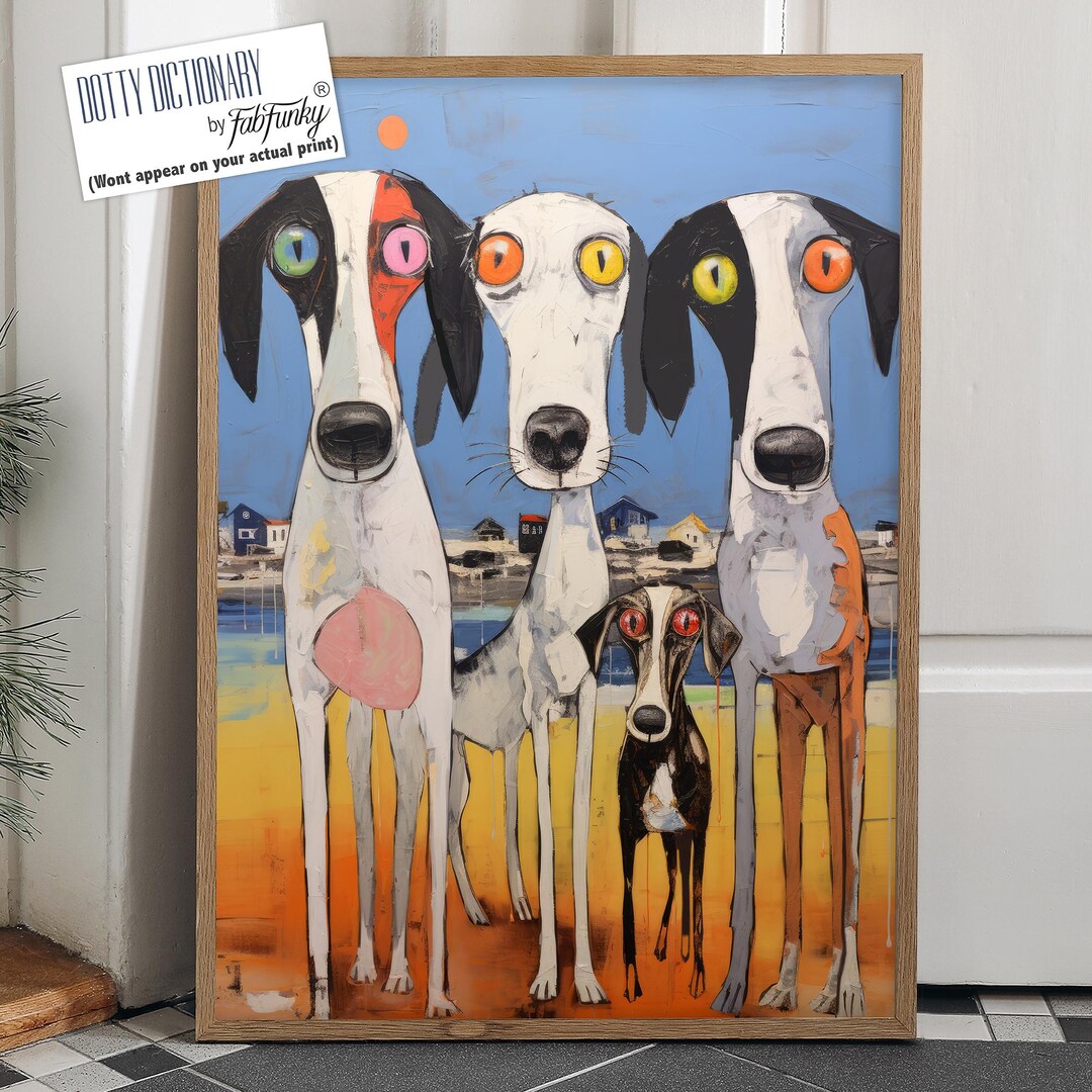 Beach Dogs Wall Art, Funky Dog Art Modern Coastal Decor, Dog Lover Gift ...