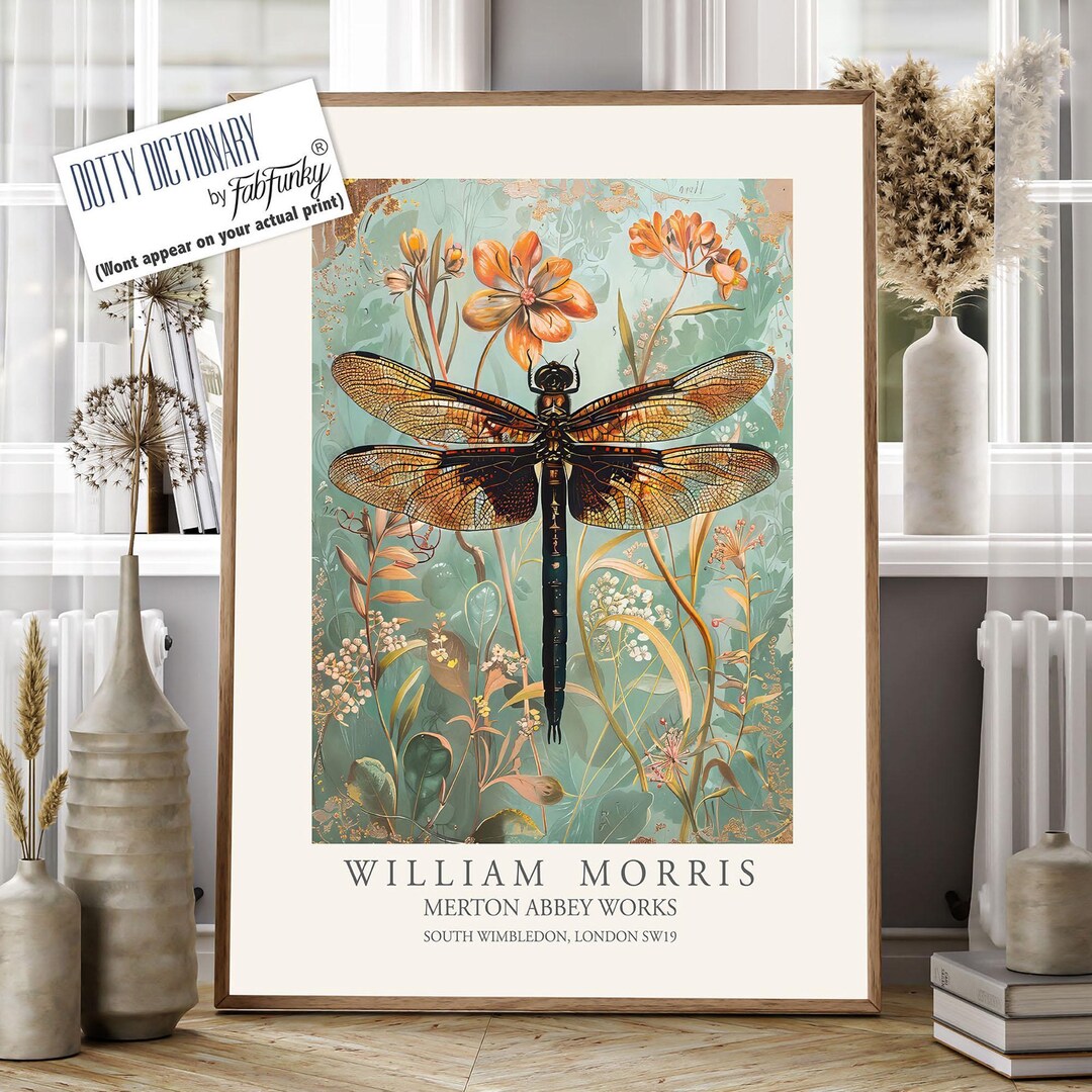 Dragonfly Print, William Morris Style Illustration, William Morris ...