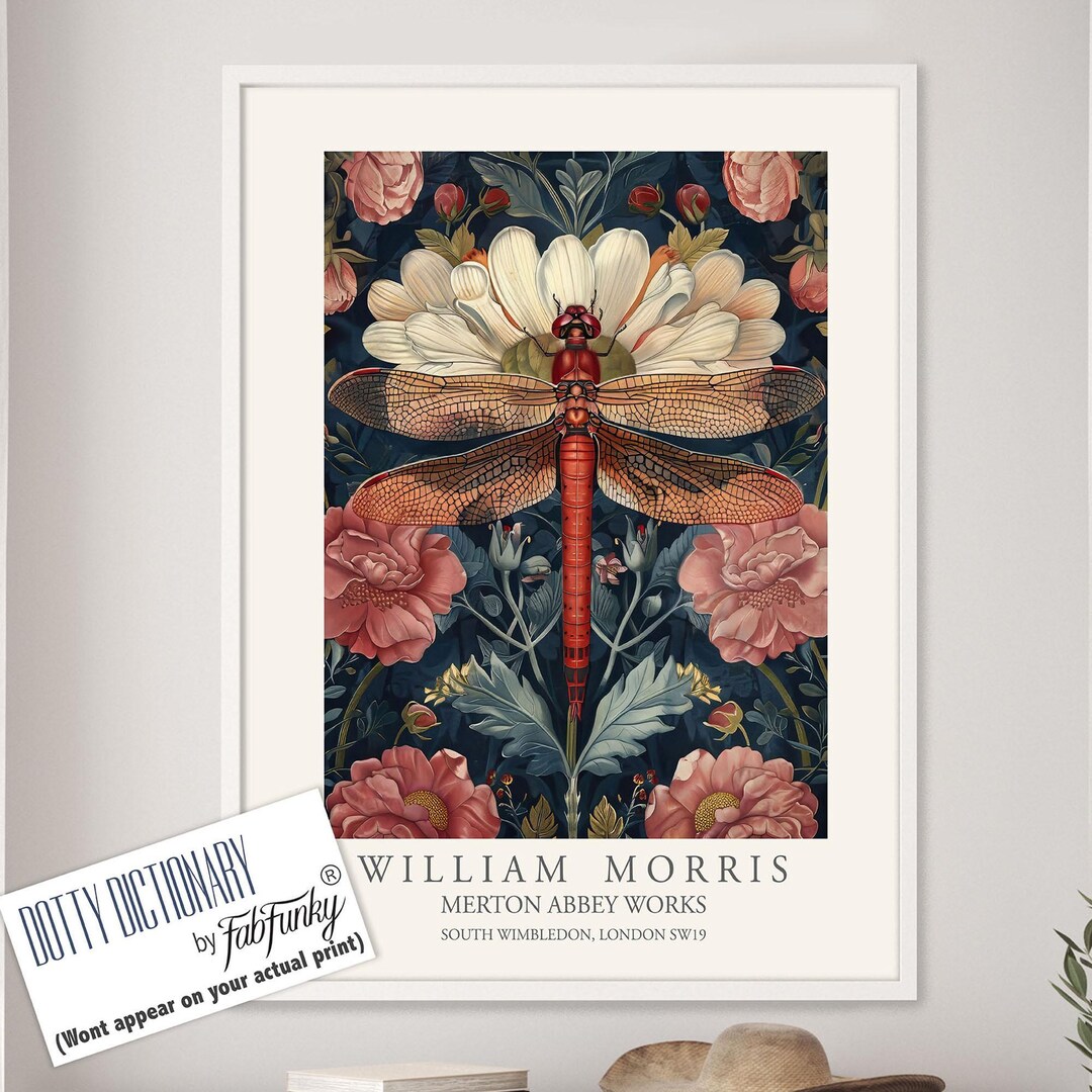 Dragonfly Print, William Morris Style Illustration, William Morris ...