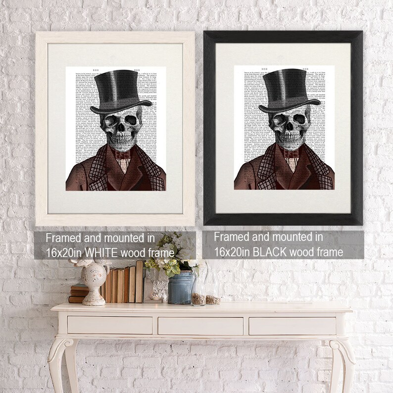 Victorian gentleman Skeleton in top hat Human skull print | Etsy