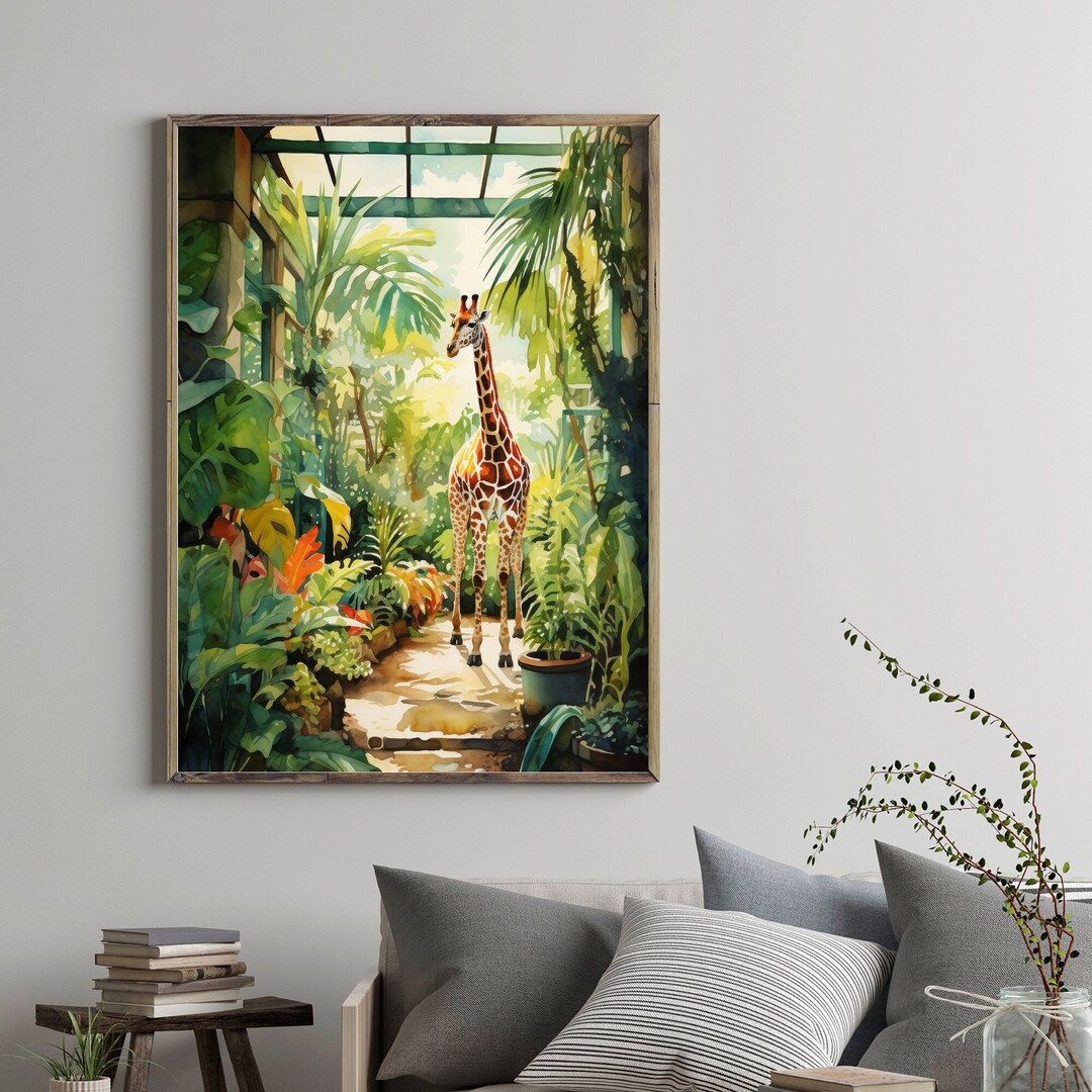 Giraffe Art Print, DIGITAL DOWNLOAD, Preppy Style Chic Tropical Decor ...