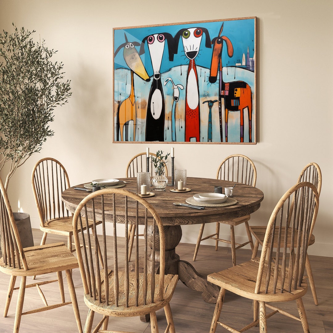 Beach Dogs Wall Art, Funky Dog Art Modern Coastal Decor, Dog Lover Gift ...