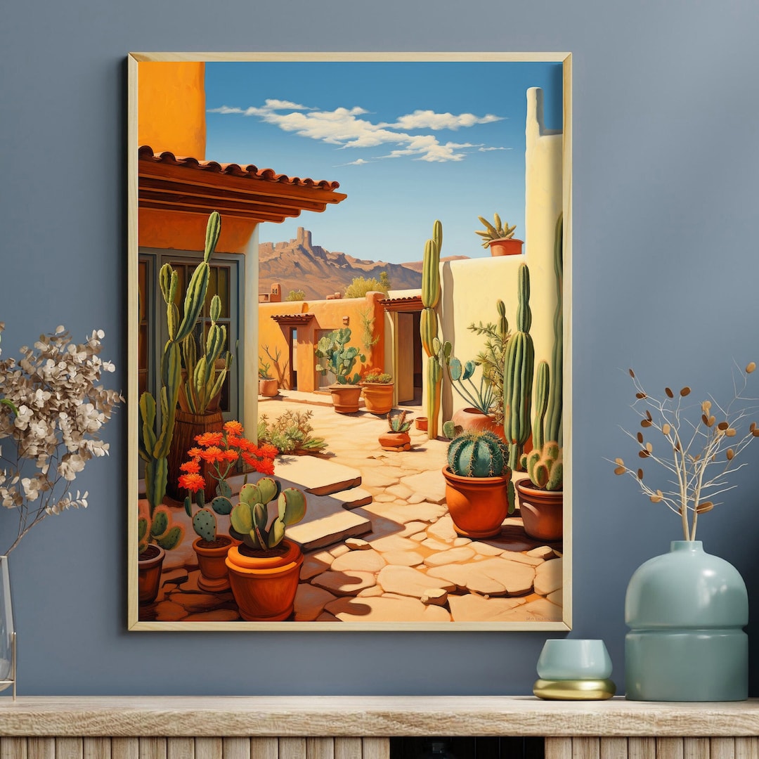 Vintage Style Mid Century Modern Print Southwestern Wall Art, Retro ...