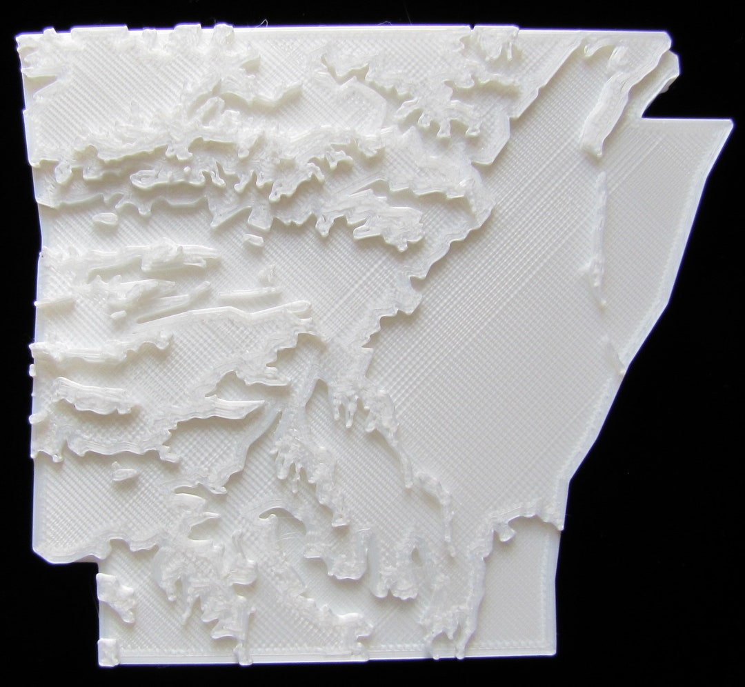 Arkansas Relief Map 3D Printed Vertically Exaggerated - Etsy