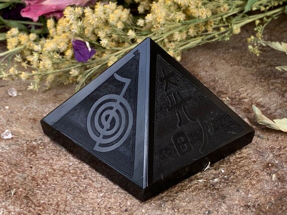 Black Obsidian Reiki Pyramid Usui Reiki Reiki Symbols 40g - Etsy