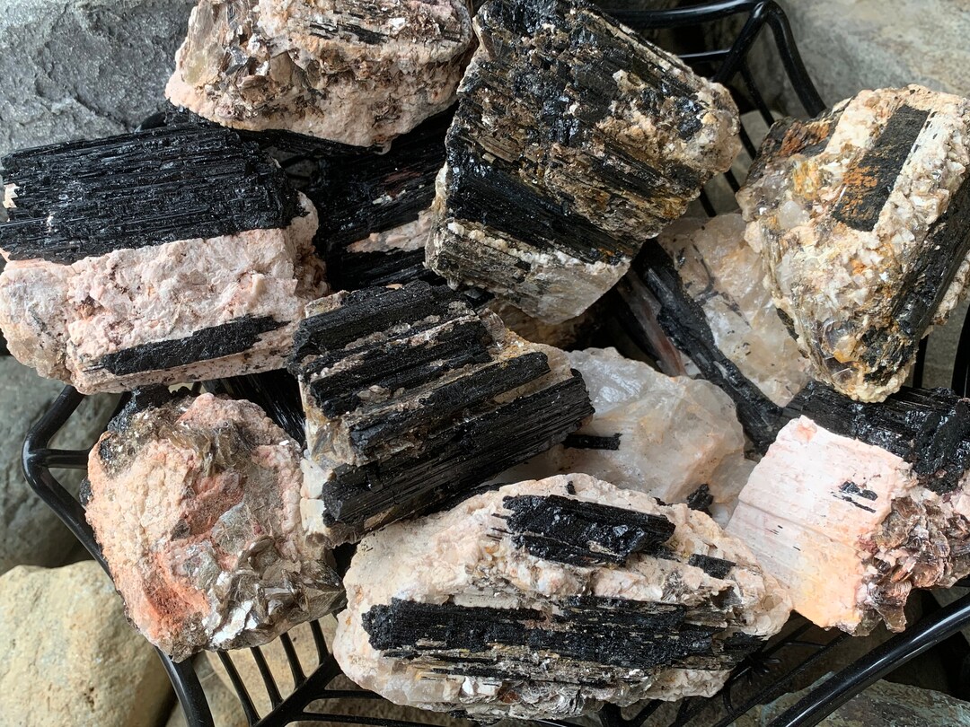 Raw Black Tourmaline With Mica Natural Crystals Large Black Tourmaline ...