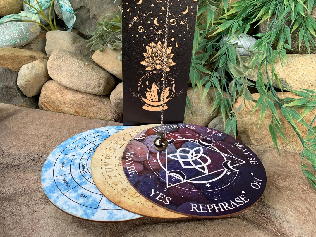 Handmade Dowsing Set Five Pieces, Pendulum Divination Mat, Dowsing Kit ...