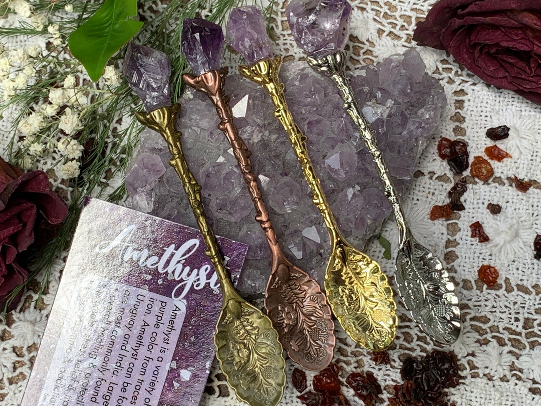 Witches Spoon | AMETHYST | Witch Spoon | Tea Spoon | Crystal Top Spoon ...
