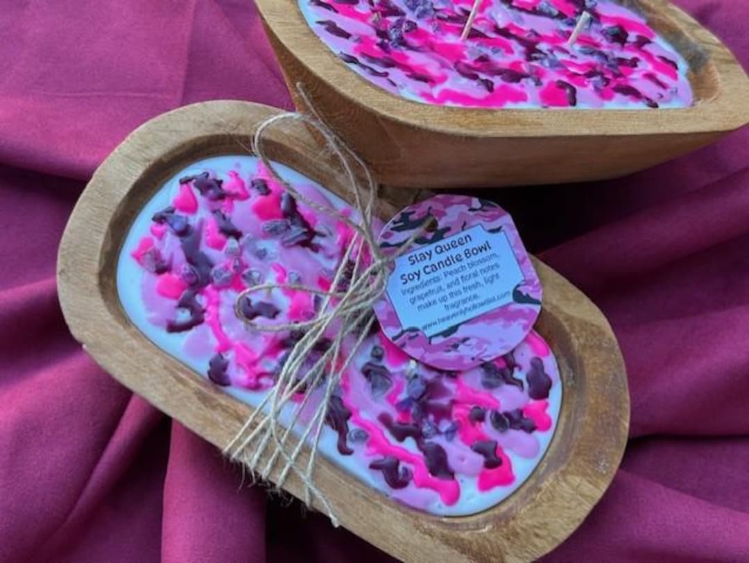 Slay Queen Tie Dye Wooden Dough Bowl Candle, Soy Candle, Livestock Gift ...