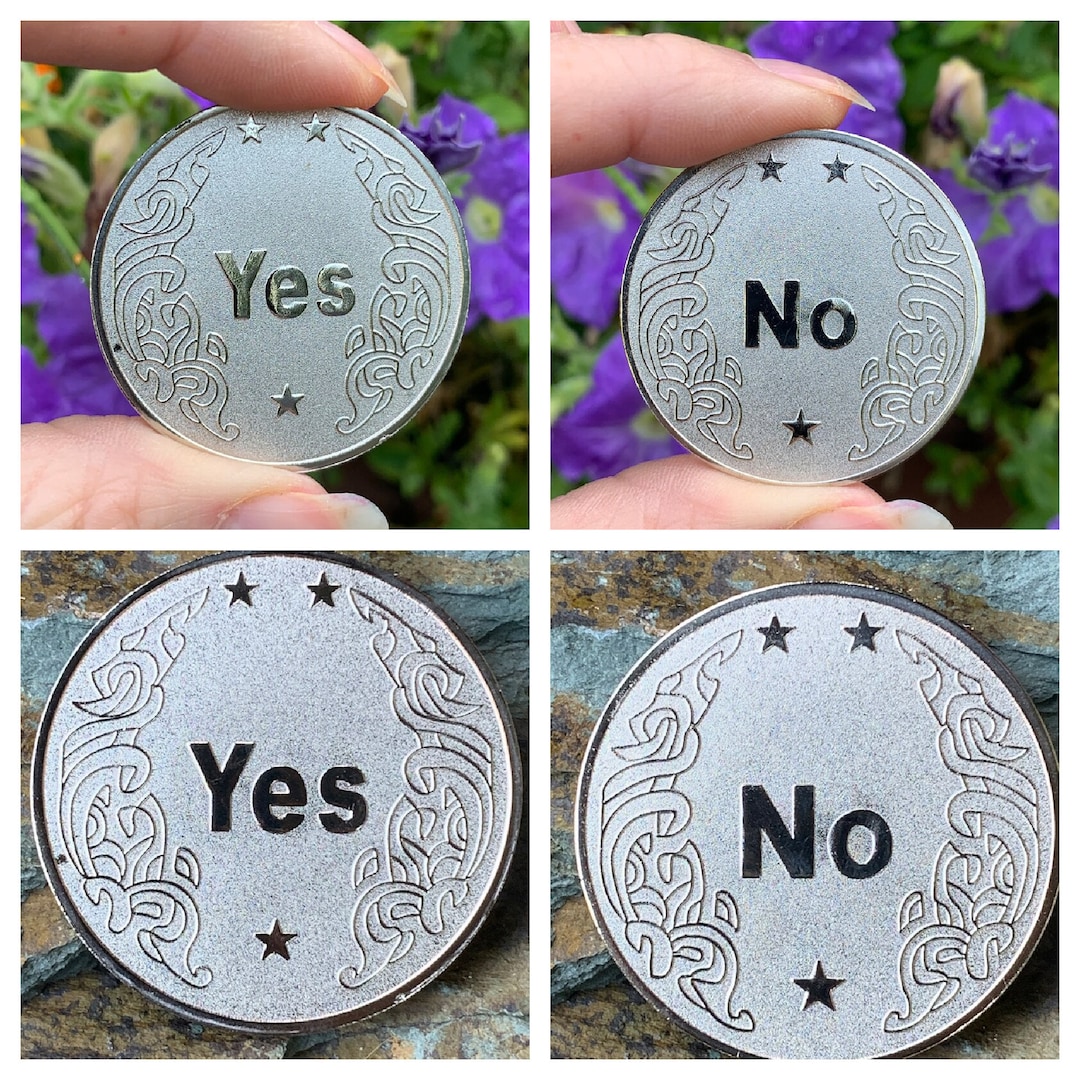 Yes No Divination Coin, Decision Making Coin, Silver Yes No Coin - Etsy