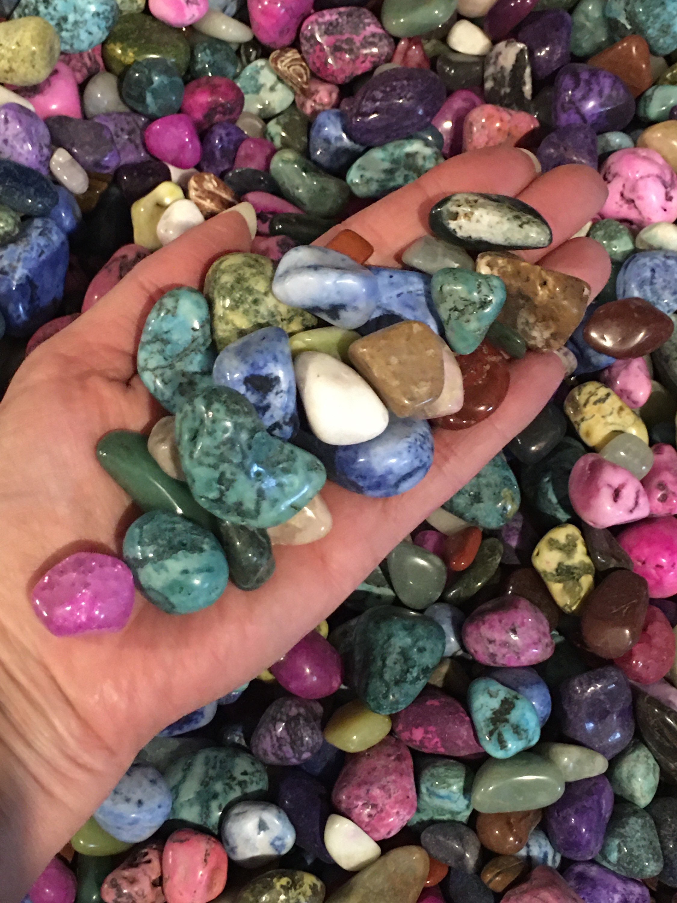 Rocks & Geodes Home Décor 1 lb Mixed Tumbled Stones Dyed and Natural ...