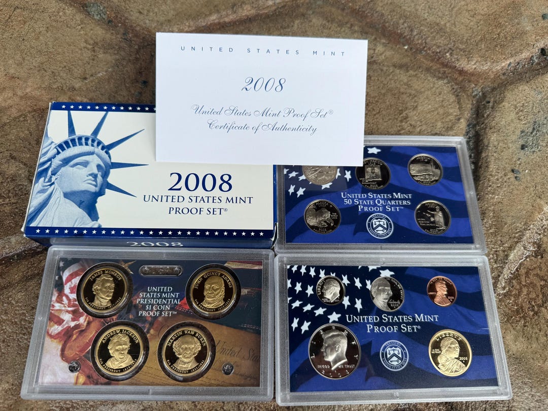 2008 US Mint Proof Coin Set: Presidential Dollars & State Quarters - Etsy