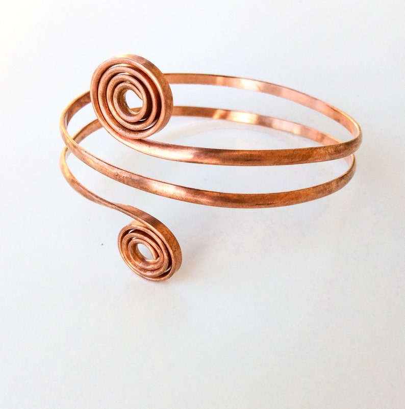 Copper Arm Cuff, Upper Arm Bracelet, Armlet, Arm Cuff, Spiral, Gypsy ...