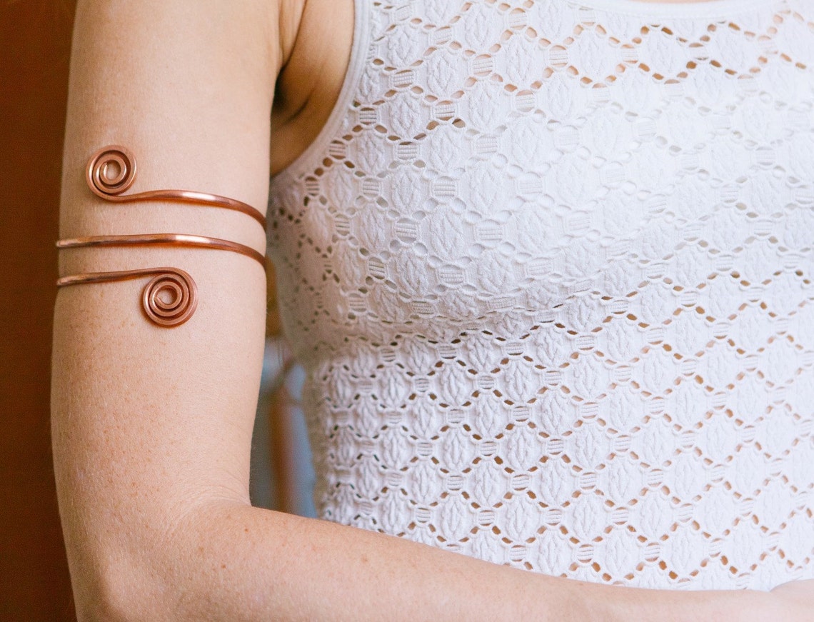 Copper Arm Cuff Upper Arm Bracelet Armlet Arm Cuff Spiral - Etsy