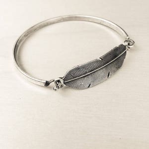 Silver Feather Bangle, Silver Bangle, Silver Feather Bracelet, Boho Bangle, Boho Jewelry ...